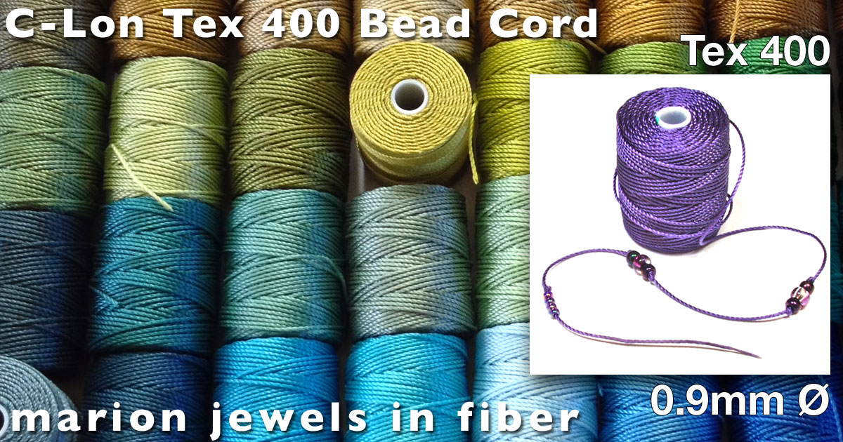 C-Lon Tex 400 Bead Cord | 0.9 mm Ø Bonded Nylon Cord | 116 Colors
